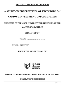 IGNOU MCOM Project for MCOP 001 – Topics, Synopsis & Sample